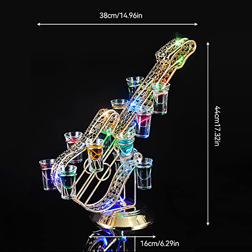 LED Champagne Wine Cup Holder,Guitar Shaped Rechargeable Cocktail Shelve,Colorful Light,Wine Glass Holder Display,Liquor Bottle Display Rack for Party Club, KTV, Bar,Birthday, Wedding, Anniversary