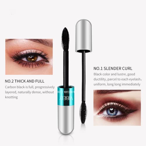 Lash Cosmetics Vibely Mascara, Vibely Mascara 5x Longer Waterproof, 2 in 1 Thrive Mascara Vibely Mascara, 4d Silk Fiber Lash Mascara, Washable Natural Lengthening and Thickening No Clumping Black