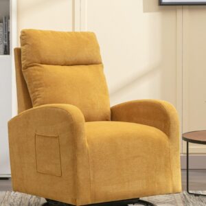 Luccalily Swivel Rocking Chair for Nursery, Upholstered Glider Nursery Chair with Breathable Fabric for Bedroom, Living Room, Yellow