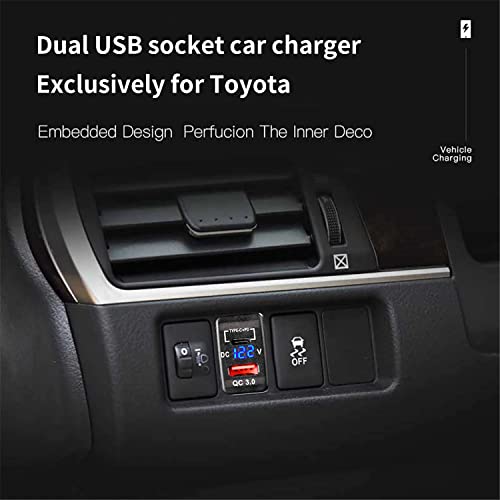 Cllena Quick Charge 3.0 & PD USB C Dual USB Port Charger Socket Power Adapter for Toyota