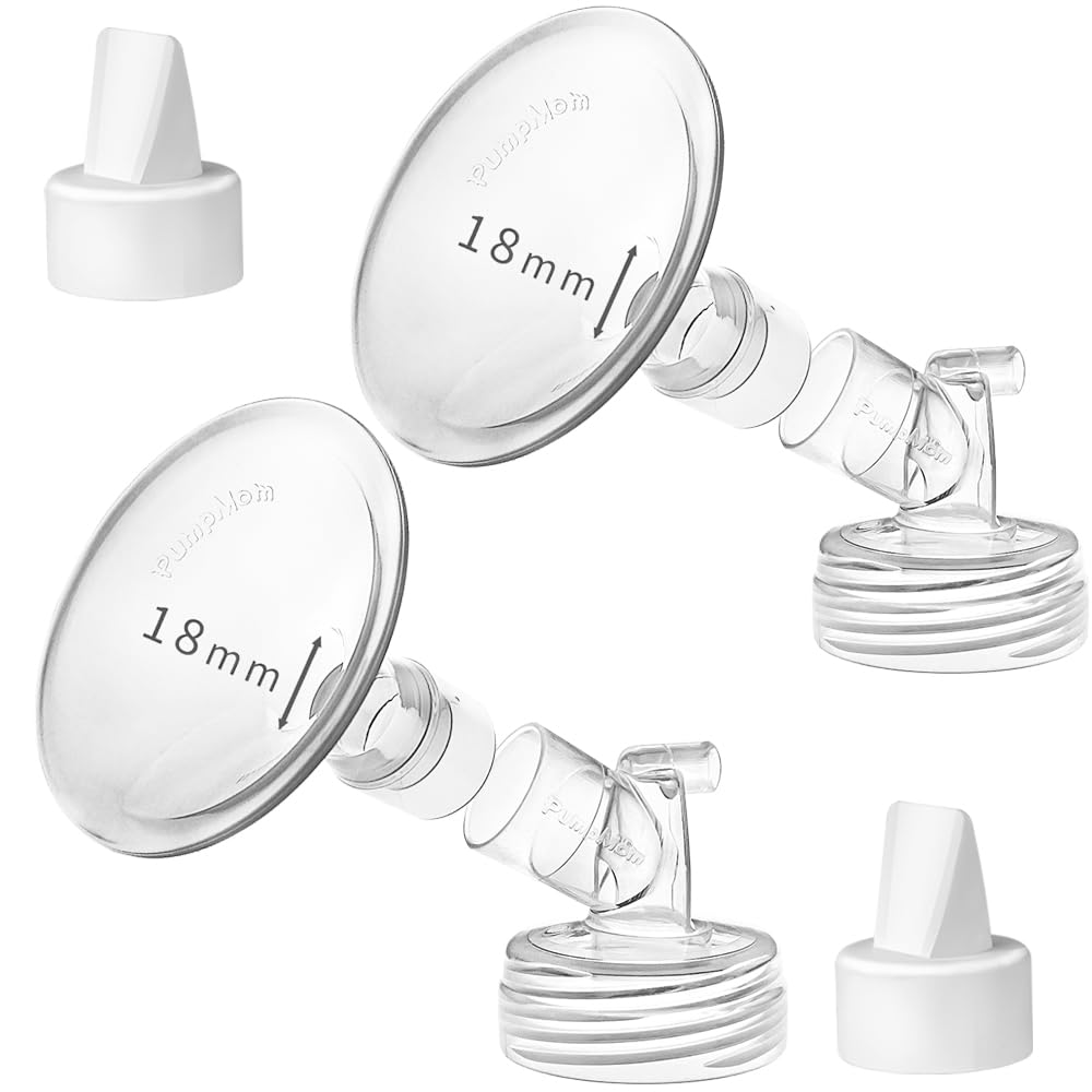 PumpMom 18mm Flanges and Duckbill Valve Compatible with Spectra S2 Spectra S1 9 Plus Synergy Gold Breast Pump Parts, Not Original Spectra Pump Parts (18mm)