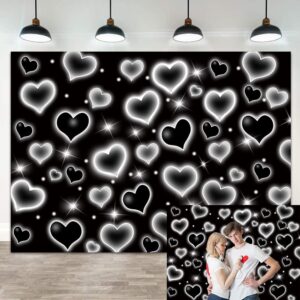 black heart early 2000s backdrop love heart 90s old school photography background sweet 16th 18th 21th 30th women men happy birthday party decoration 7x5ft