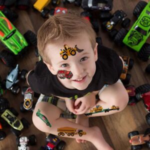 CHARLENT Cars and Trucks Tattoos for Kids - 14 Sheets Cars Construction Tractor Temporary Tattoos for Boys Birthday Party Favors Goodie Bag Fillers