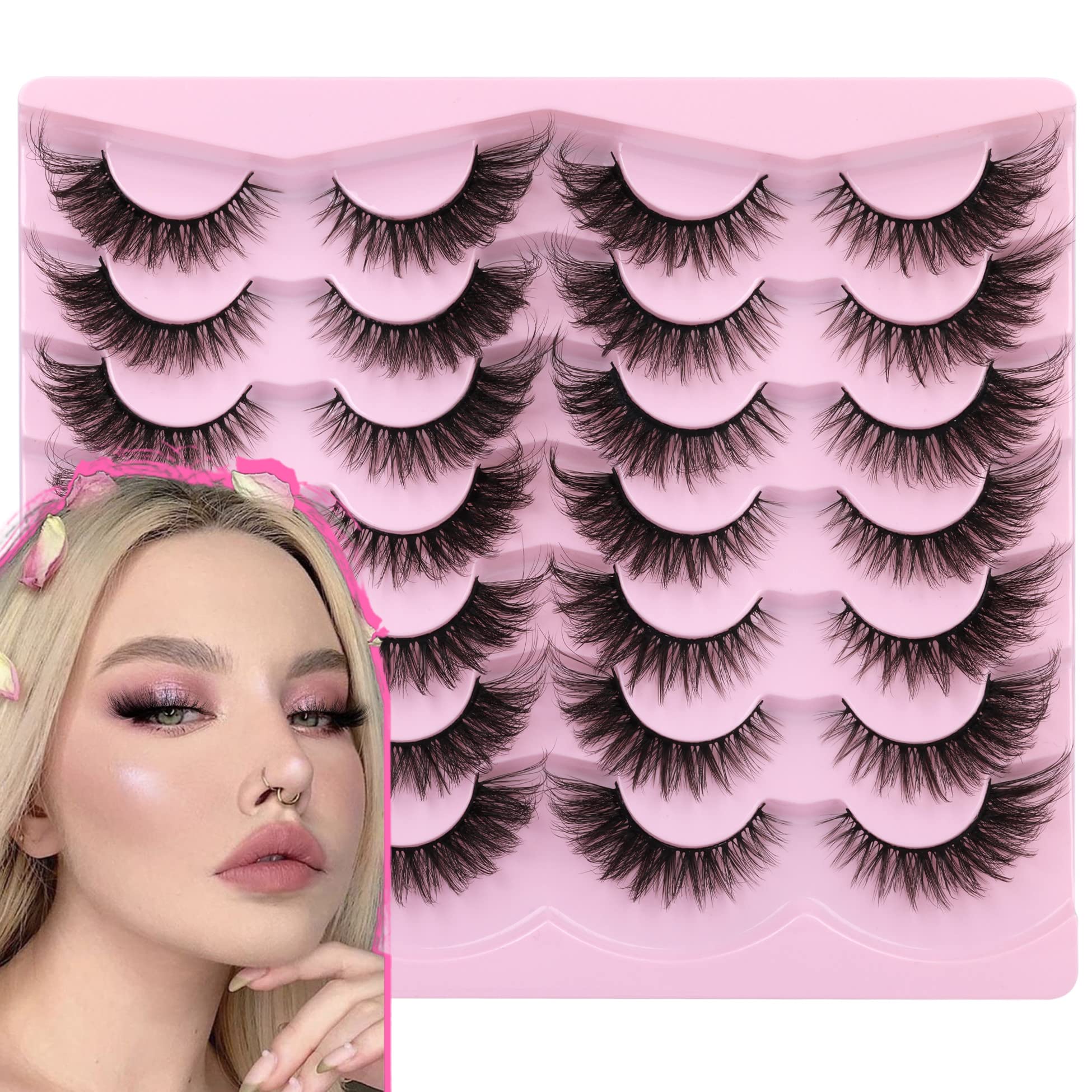 Fox Eye Lashes Fluffy Wispy Volume Eyelashes Natural Look D Curly Cat Eye Lash Extension 20MM Fake Eyelashes Pack 14 Pairs by Lanflower