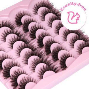 Fox Eye Lashes Fluffy Wispy Volume Eyelashes Natural Look D Curly Cat Eye Lash Extension 20MM Fake Eyelashes Pack 14 Pairs by Lanflower