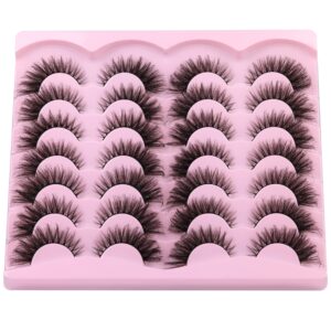 Fox Eye Lashes Fluffy Wispy Volume Eyelashes Natural Look D Curly Cat Eye Lash Extension 20MM Fake Eyelashes Pack 14 Pairs by Lanflower