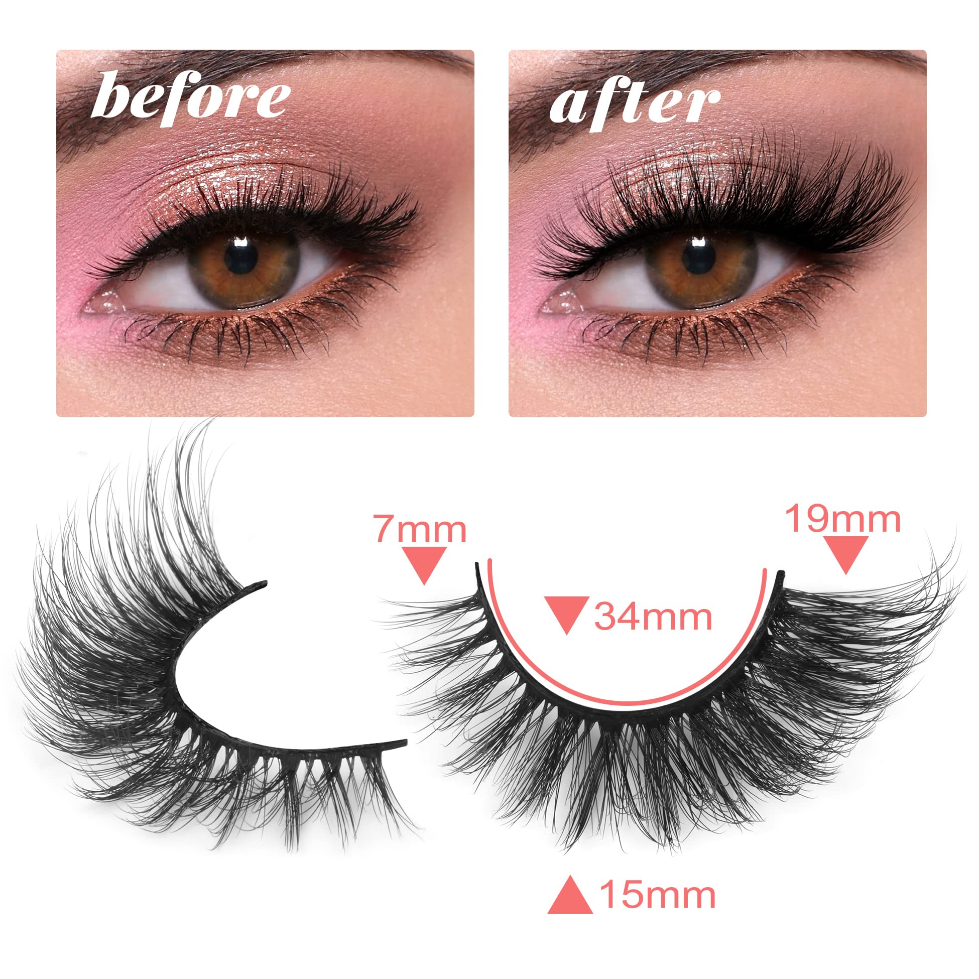 Fox Eye Lashes Fluffy Wispy Volume Eyelashes Natural Look D Curly Cat Eye Lash Extension 20MM Fake Eyelashes Pack 14 Pairs by Lanflower