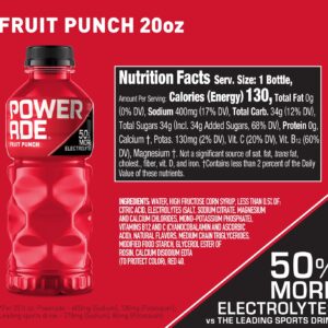 POWERADE Sports Drink Fruit Punch, 20 Ounce (Pack of 24)