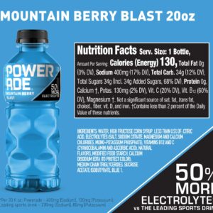 POWERADE Sports Drink Mountain Berry Blast, 20 Ounce (Pack of 24)