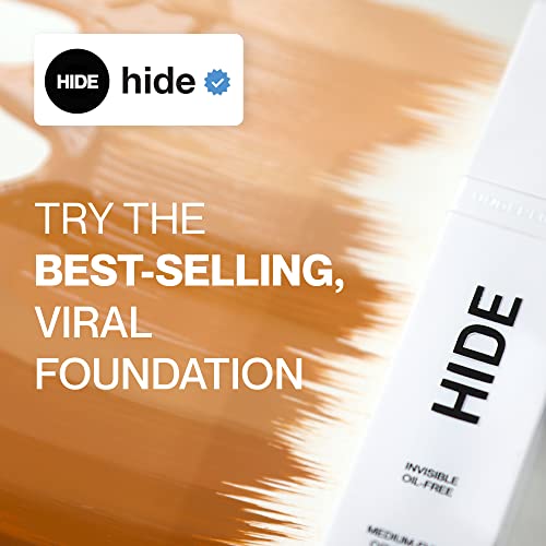 HIDE PREMIUM Liquid Foundation, SEE SHADE FINDER Below For Perfect Match, Multi-Use Waterproof Foundation, Medium/Full Coverage Foundation, Oil Free – We Have a Shade For All Skin Types, 1 fl. Oz. (Natural Beige)