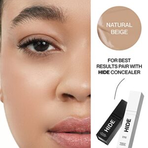 HIDE PREMIUM Liquid Foundation, SEE SHADE FINDER Below For Perfect Match, Multi-Use Waterproof Foundation, Medium/Full Coverage Foundation, Oil Free – We Have a Shade For All Skin Types, 1 fl. Oz. (Natural Beige)