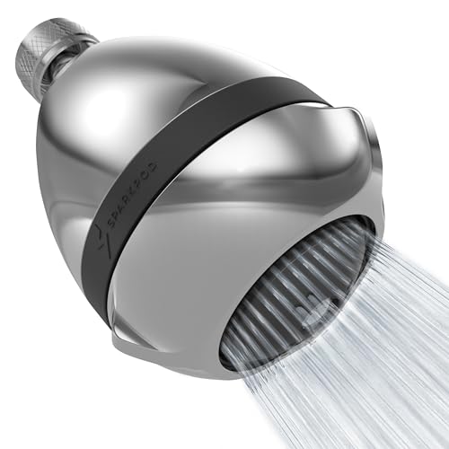 SparkPod 3 Inch Power Pressure Boosting Shower Head - Shower Water Pressure Booster - High Pressure Shower Heads for Low Water Pressure Homes - Rain & Massage 3-Setting Shower Heads (Polished Chrome)