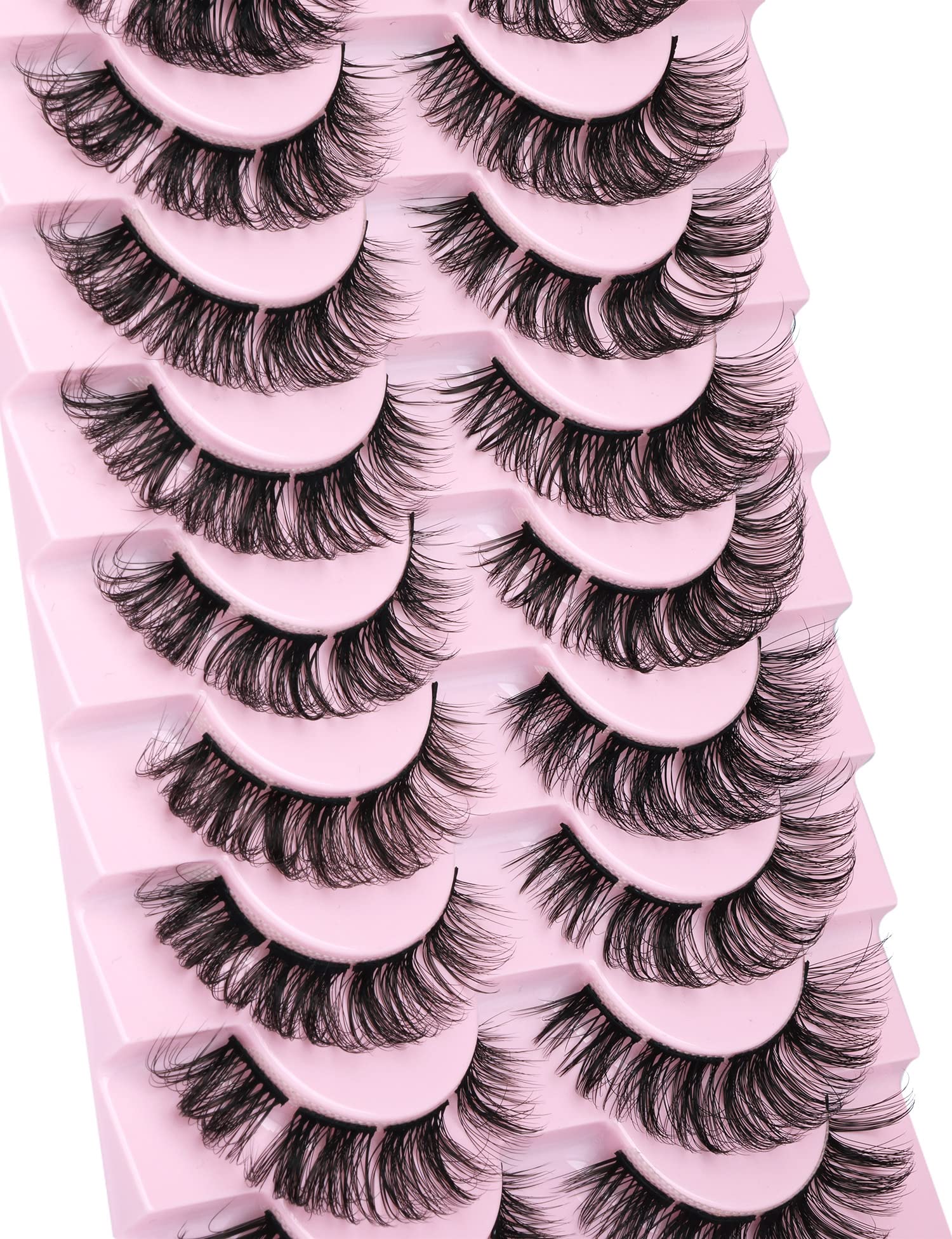 wiwoseo Cluster Lashes Extension Strip Eyelashes Individual Cat Eye Lashes Thick Volume DIY Lashes that Look like Extension Natural Fluffy Faux Mink Lashes 16MM Pestañas Postizas 10 Pairs Pack