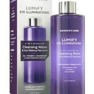 LUMIFY Eye Illuminations Cleansing Water & Eye Makeup Remover, 3-in-1 Micellar Water Contains Hyaluronic Acid, Vitamin C & Niacinamide, Clinically Proven & Hypoallergenic, 160mL