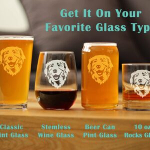 Happy Golden Retriever Stemless Wine Glass - Cute Gifts for Dog Lovers with Golden Retrievers - 17 Oz Large Glasses