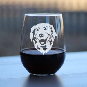 Happy Golden Retriever Stemless Wine Glass - Cute Gifts for Dog Lovers with Golden Retrievers - 17 Oz Large Glasses