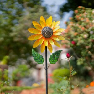 viveta sunflower wind spinner, 56" metal wind spinner with stake, wind spinners for yard and garden lawn patio decor