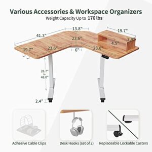 FEZIBO Corner Standing Desk, 48 Inches L Shaped Standing Desk, Electric Stand Up Corner Desk, Home Office Sit Stand Desk with Rustic Top and Black Frame