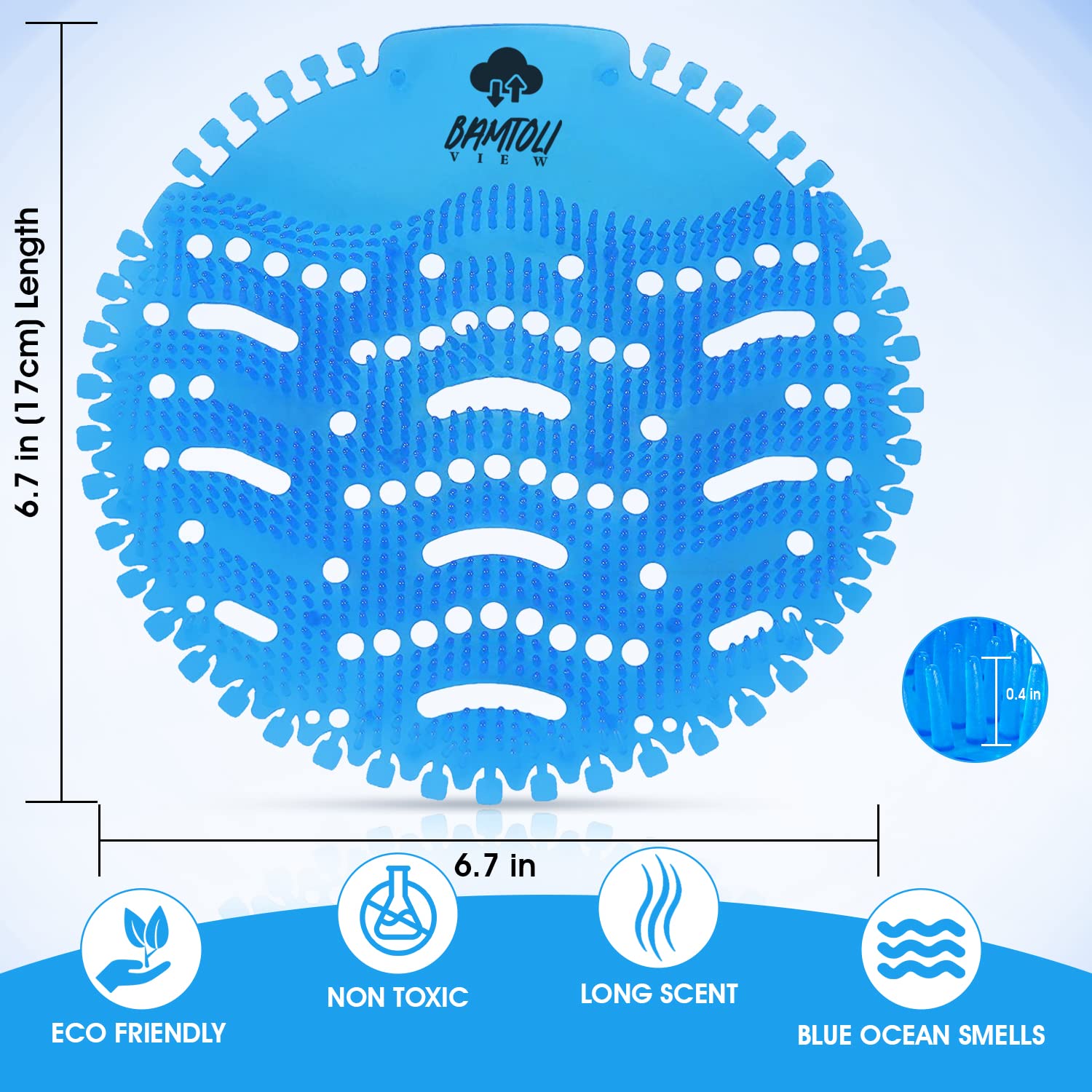 BAMTOLI VIEW - Urinal Screen Deodorizer, 10 pack, Urinal Cakes, Anti-Splash Urinal Screens for Toilet Odor Protection, 30-Day Use, Fits Most Urinals at Restaurants Offices Schools, Blue Ocean Scent