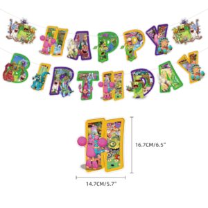 Monsters Birthday Party Decoration Singing Party Supplies Include HAPPY BIRTHDAY Banner Balloons Cake Topper Cupcake Toppers Monsters Party Decoration