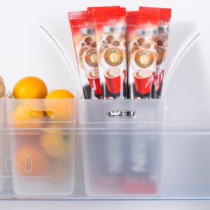 Klyuqoz Fridge Door Organizer, Refrigerator Organizer Pack of 4, Plastic Mini Fridge Accessories for Fridge Counter Desktop Cabinet Kitchen Organization Storage, 2 Large and 2 Small