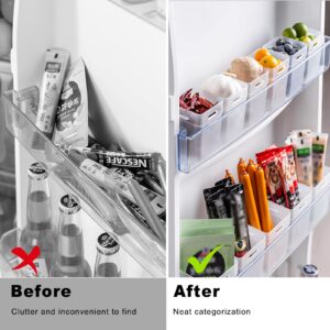 Klyuqoz Fridge Door Organizer, Refrigerator Organizer Pack of 4, Plastic Mini Fridge Accessories for Fridge Counter Desktop Cabinet Kitchen Organization Storage, 2 Large and 2 Small