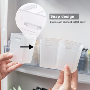 Klyuqoz Fridge Door Organizer, Refrigerator Organizer Pack of 4, Plastic Mini Fridge Accessories for Fridge Counter Desktop Cabinet Kitchen Organization Storage, 2 Large and 2 Small