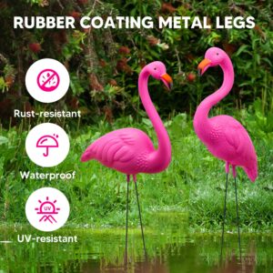 JOYIN 10 Pack Small Yard Flamingos Ornament Stakes, Mini Pink Flamingo Yard Decorations, Mini Lawn Plastic Flamingo Statue with Rubber Coating Metal Legs for Outdoor, Garden, Luau Party Gift (3-10IN)