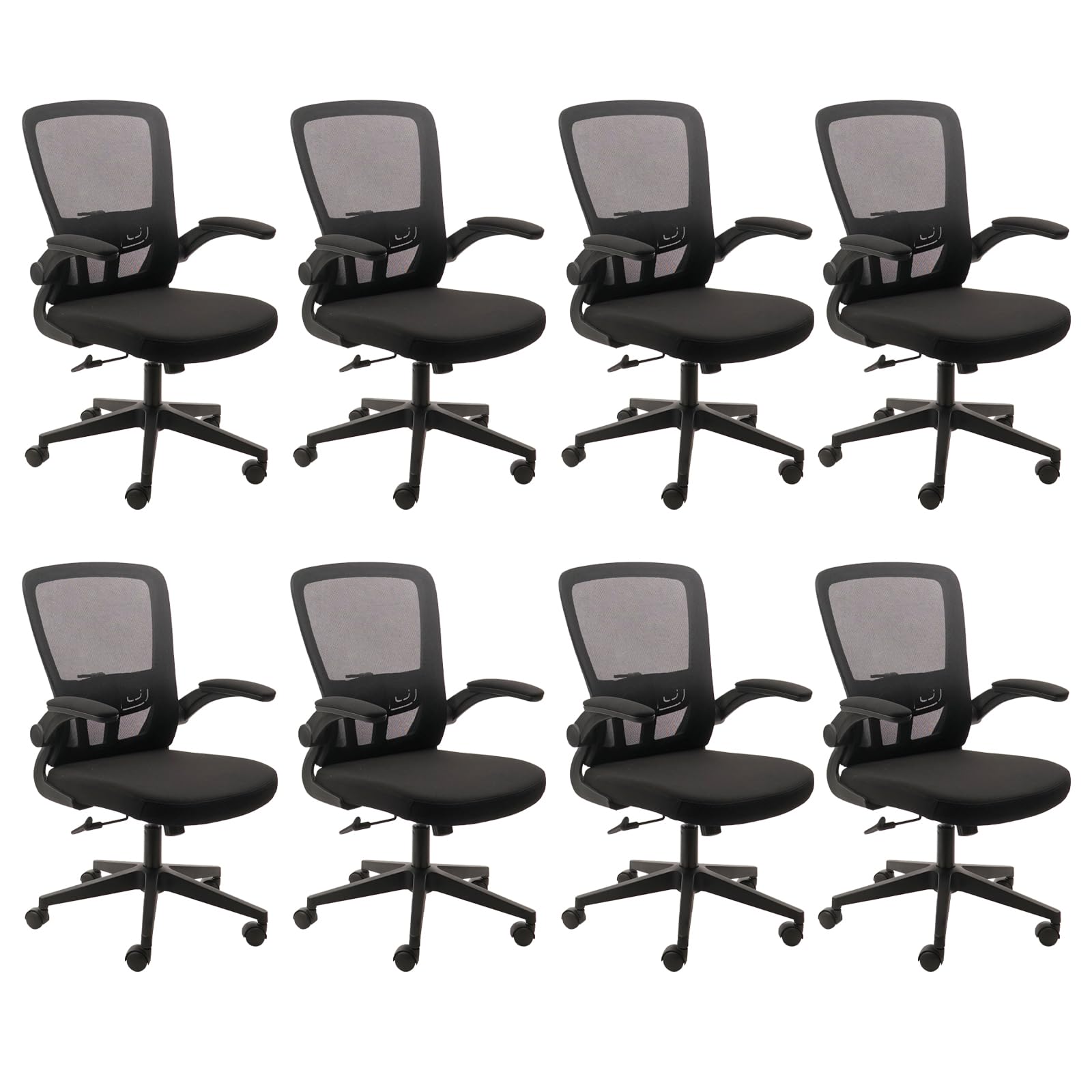 KLASIKA Desk Chairs with Wheels, Ergonomic Mesh Office Chair Adjustable Height and Swivel Lumbar Support Home Office Chair with Flip Up Armrests (8PK)