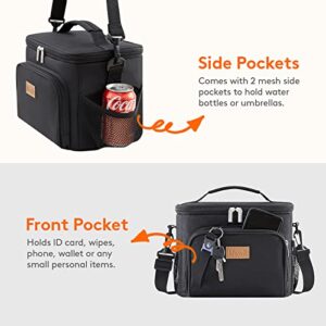 Lifewit Reusable Insulated Lunch Bag for Men, Lunch Box Women, Portable Cooler Freezable Soft Lunchbox Leakproof with Adjustable Shoulder Strap for Adult for Work Picnic or Travel, Black 9L