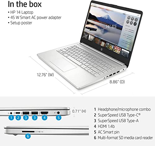 HP 14 Business Laptop Computer, 14" FHD IPS Display, AMD Ryzen 3 3250U, Windows 11 Home, 16GB RAM, 1TB SSD, AMD Radeon Graphics, WiFi 5, HDMI, Type-C, SD Media Card Reader, Long Battery Life, PCS