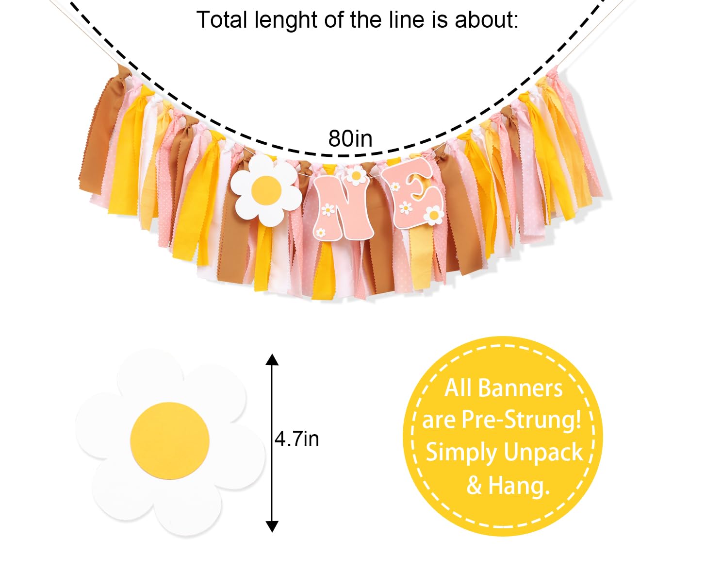 Groovy One First Birthday High Chair Banner - One Groovy Birthday Decorations,groovy Baby Shower,hippie First Birthday Highchair Banner,daisy 1st Birthday Garland,cake Smash Backdrop Banner