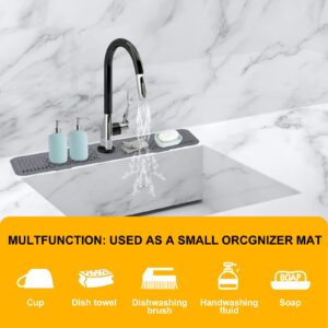 Kitchen Sink Splash Guard,24 inch Silicone Sink Faucet Mat, Sink Draining Pad Behind Faucet, Kitchen Sink Accessories,Faucet Absorbent Mat, Bathroom Faucet Water Catcher Mat For Laundry Room