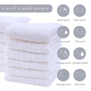 Sunny zzzZZ 6 Pack Muslin Burp Cloths - Ultra-Soft 100% Cotton Baby Boy & Girl Newborn Essentials - Large 20'' x 10'' Super Absorbent Milk Spit UP Washcloths - Unisex Burpy Cloths - White