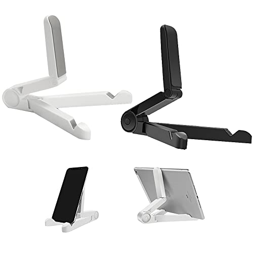 QWTMKTE 2-Pack Cell Phone Stand, Tablet Holder, Live Streaming Stand, Desktop Cell Phone Holder, Foldable, Portable, Compatible with All Mobile Phones, Tablet 6-10''