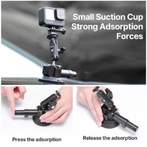 Suction Cup Mount for Gopro iPhone - ULANZI SC-01 3in Pump-actived Vacuum Suction Mount Magic Arm Phone Holder Action Cam Adapter Car Boats Windshield Window Mount for Gopro Hero insta360 DJI Action