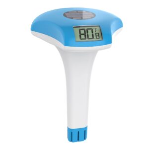 rinmee solar digital pool thermometer floating, large easy-to-read screen display and bold numbers, high accuracy and wide measuring range for swimming pool, spa, hot tub, ice bath, fish pond