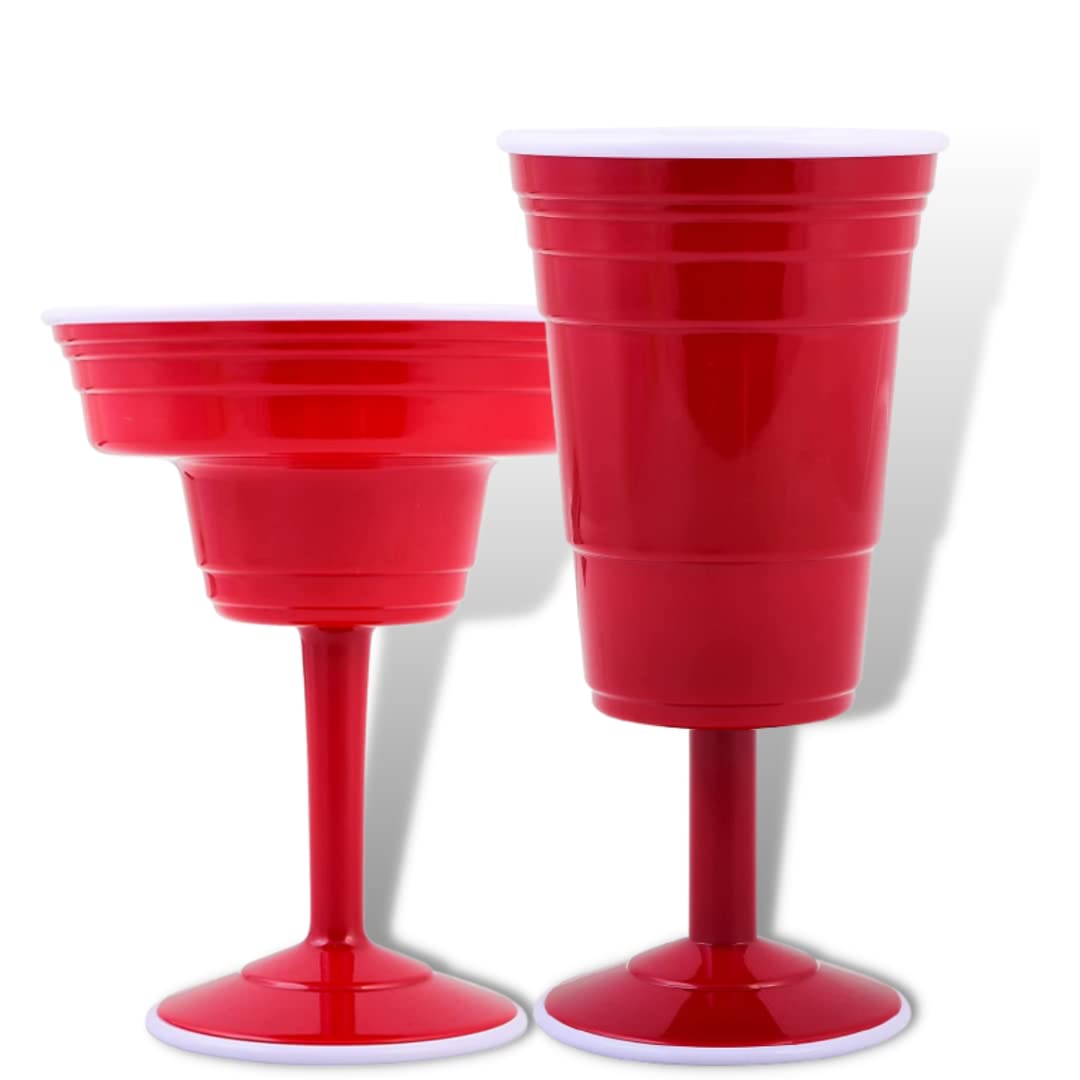 Red Cup Living 12 Oz & 14 Oz Cocktail Glass & Wine Glass | Reusable Drinking Supplies for Birthday Party, Camping, Travel Outdoors | Durable & Unbreakable | BPA Free | Easy to Carry