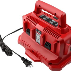 DMMNS M18 V18 Rapid Battery Charger 6-Ports,Replace for Milwaukee M18 Battery Charger 48-59-1806 59-1804,Compatible with Milwaukee M18 14.4V-18V XC Battery 48-11-1850 11-1840 11-1815 11-1828 11-1860