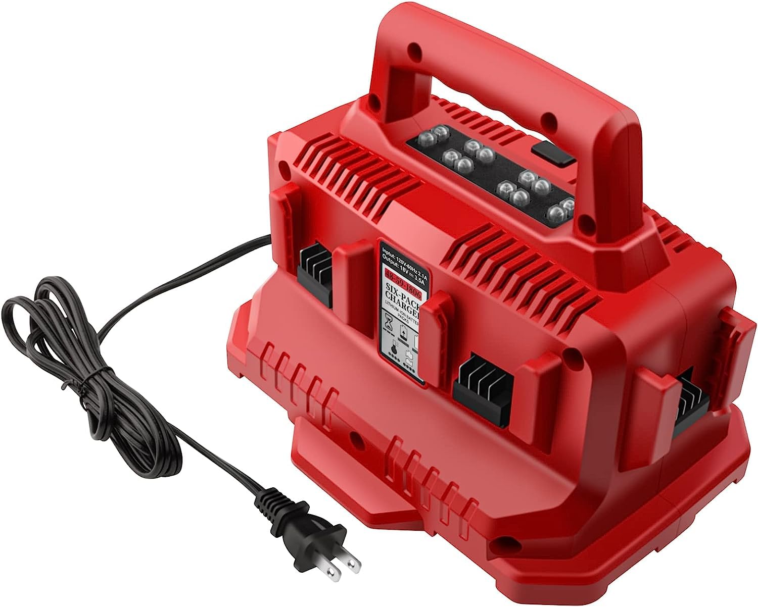 DMMNS M18 V18 Rapid Battery Charger 6-Ports,Replace for Milwaukee M18 Battery Charger 48-59-1806 59-1804,Compatible with Milwaukee M18 14.4V-18V XC Battery 48-11-1850 11-1840 11-1815 11-1828 11-1860