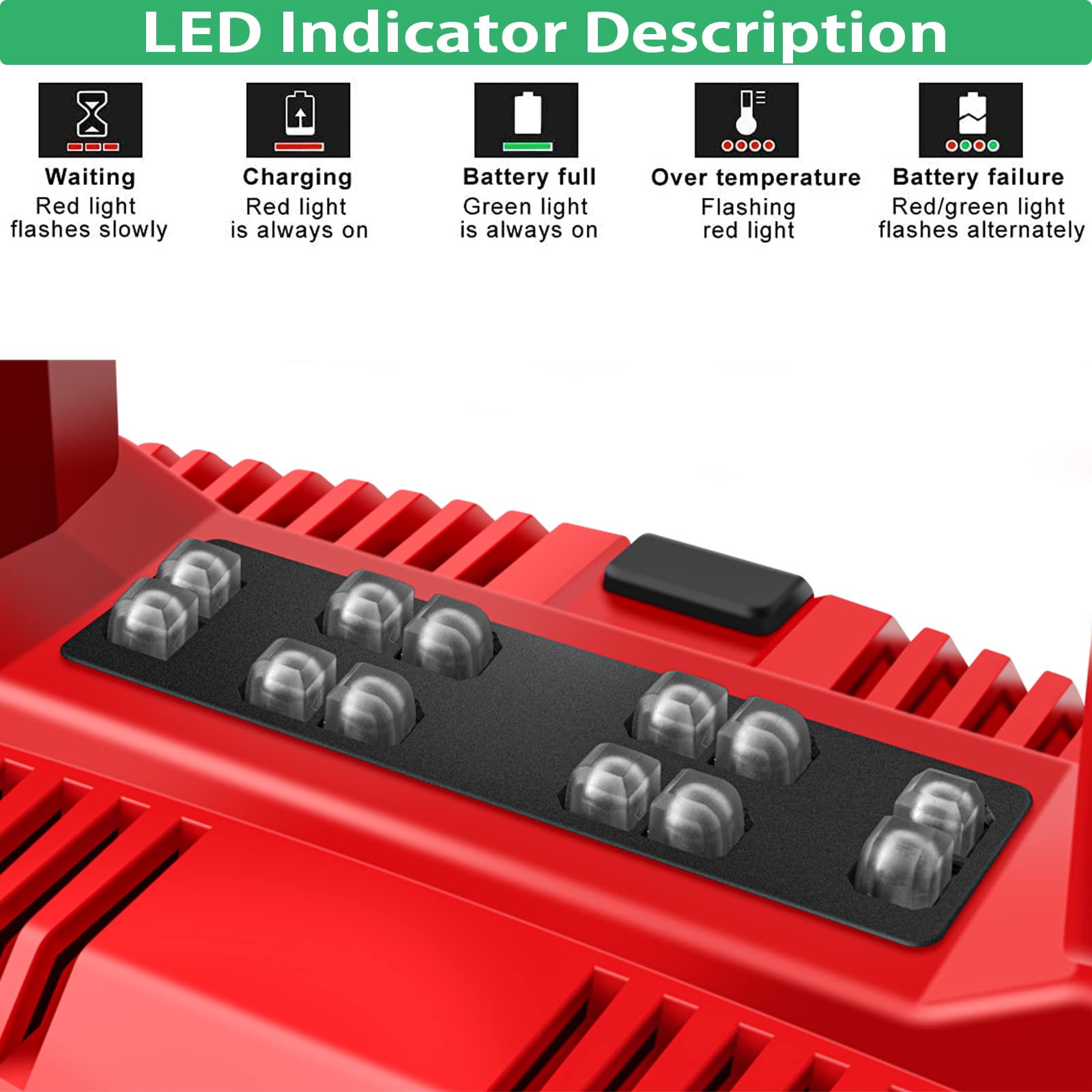 DMMNS M18 V18 Rapid Battery Charger 6-Ports,Replace for Milwaukee M18 Battery Charger 48-59-1806 59-1804,Compatible with Milwaukee M18 14.4V-18V XC Battery 48-11-1850 11-1840 11-1815 11-1828 11-1860