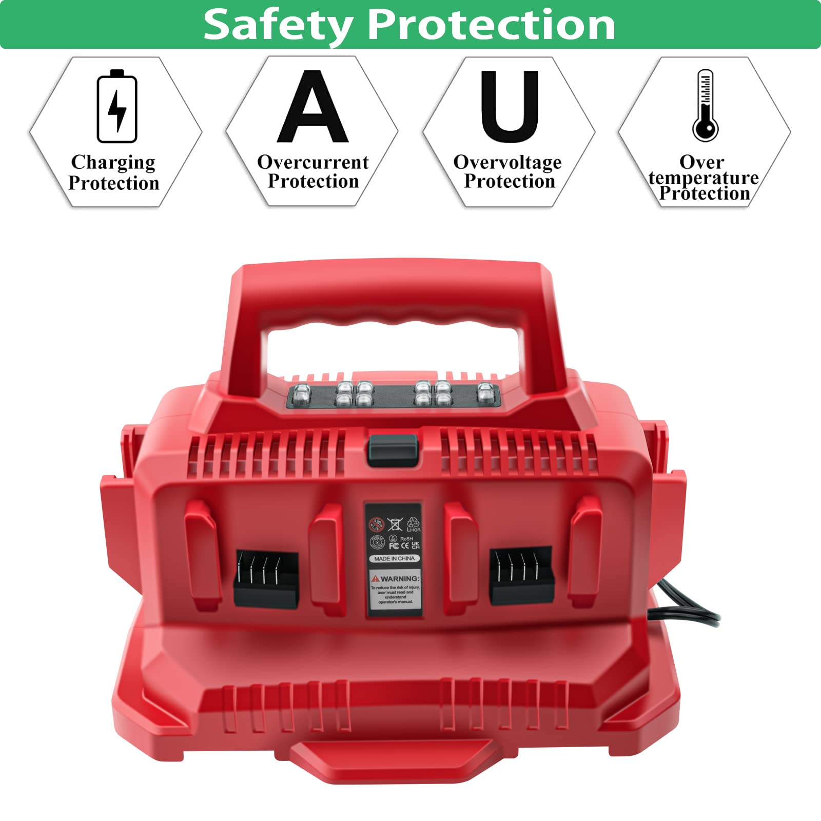 DMMNS M18 V18 Rapid Battery Charger 6-Ports,Replace for Milwaukee M18 Battery Charger 48-59-1806 59-1804,Compatible with Milwaukee M18 14.4V-18V XC Battery 48-11-1850 11-1840 11-1815 11-1828 11-1860