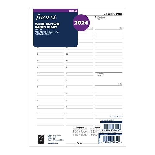 Filofax Deskfax week on two pages with appointments English diary - 2024