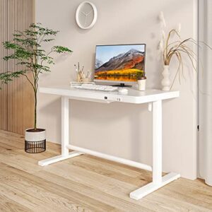 AITERMINAL Electric Standing Desk with Drawers, Height Adjustable Sit Stand Desk with Drawer, Home Office Desk Storage & USB Ports, 45 x 23 Inch White Desktop/White Frame