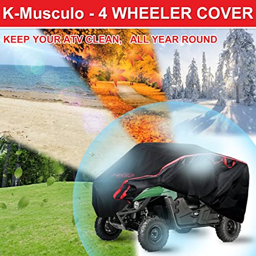 K-Musculo ATV Cover for 4 Wheelers - 102 Inch ATV Covers 600D Heavy Duty & Waterproof, Outdoor Four Wheeler Quad Cover All Weather Large for Polaris, Kawasaki, Arctic Cat, Honda, Yamaha and More