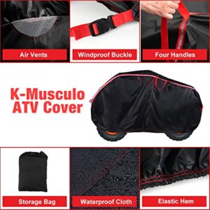 K-Musculo ATV Cover for 4 Wheelers - 102 Inch ATV Covers 600D Heavy Duty & Waterproof, Outdoor Four Wheeler Quad Cover All Weather Large for Polaris, Kawasaki, Arctic Cat, Honda, Yamaha and More