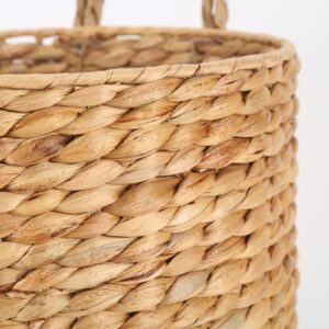 JLKIMZVO Multi-purpose seaweed belly basket with handle - washing basket, water hyacinth woven basket, used for washing plants, suitable for living room, toys, blankets or nursery