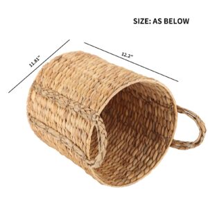 JLKIMZVO Multi-purpose seaweed belly basket with handle - washing basket, water hyacinth woven basket, used for washing plants, suitable for living room, toys, blankets or nursery