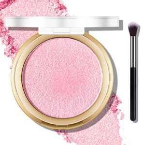 freeorr baked highlighter powder palette, makeup highlighter powder palette sheer shimmering finish face highlighters makeup iluminadores de maquillaje #02 mermaid pink