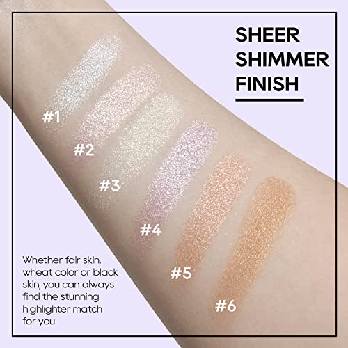 FREEORR Baked Highlighter Powder Palette, Makeup Highlighter Powder Palette Sheer Shimmering Finish Face Highlighters Makeup Iluminadores de Maquillaje #02 Mermaid Pink